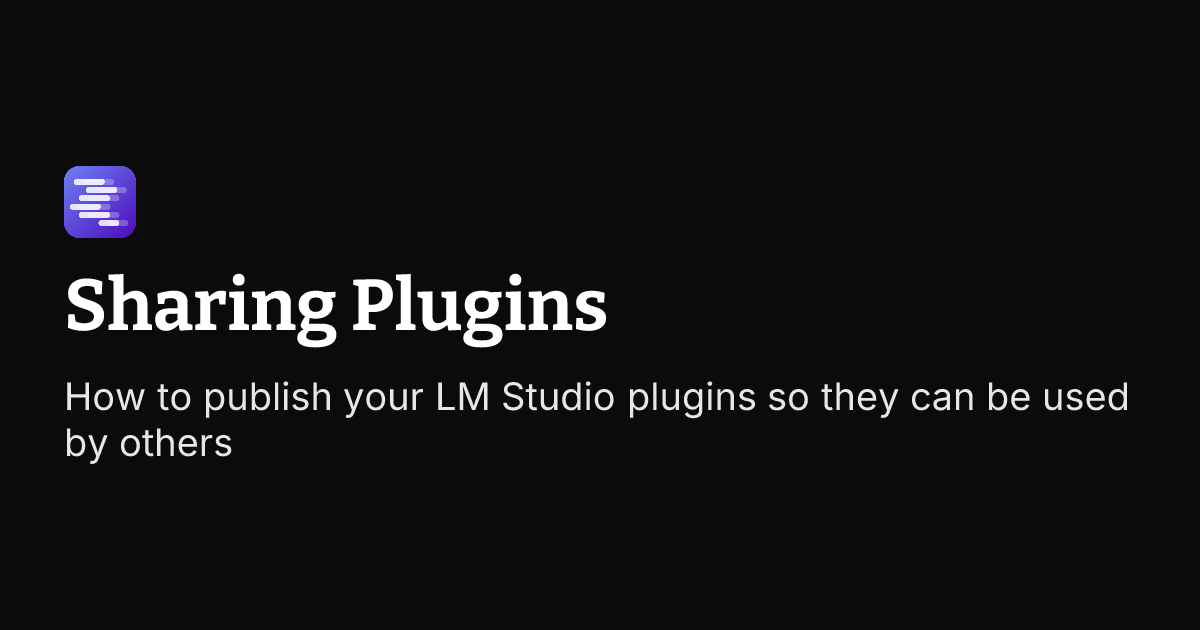 Sharing Plugins | LM Studio Docs
