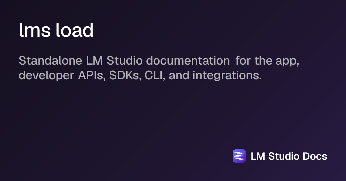 lms load | LM Studio