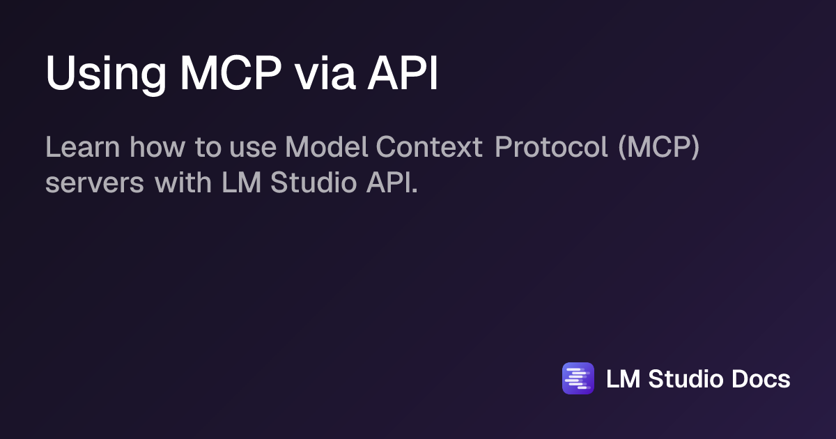 Using MCP via API | LM Studio