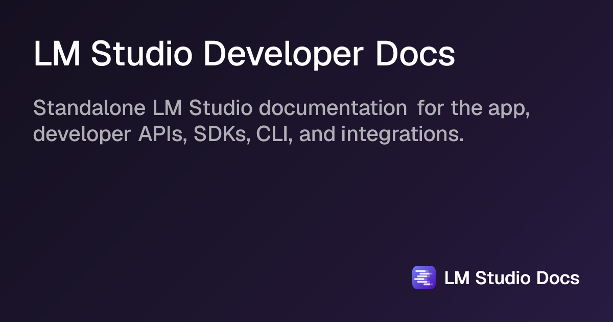 LM Studio Developer Docs | LM Studio