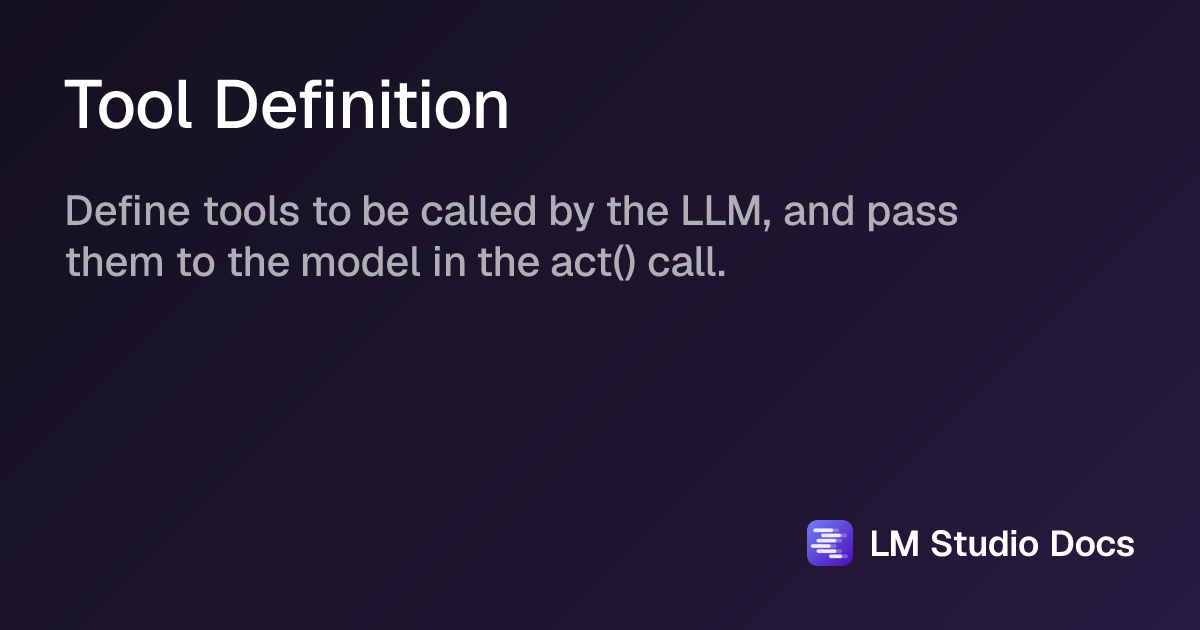 Tool Definition | LM Studio
