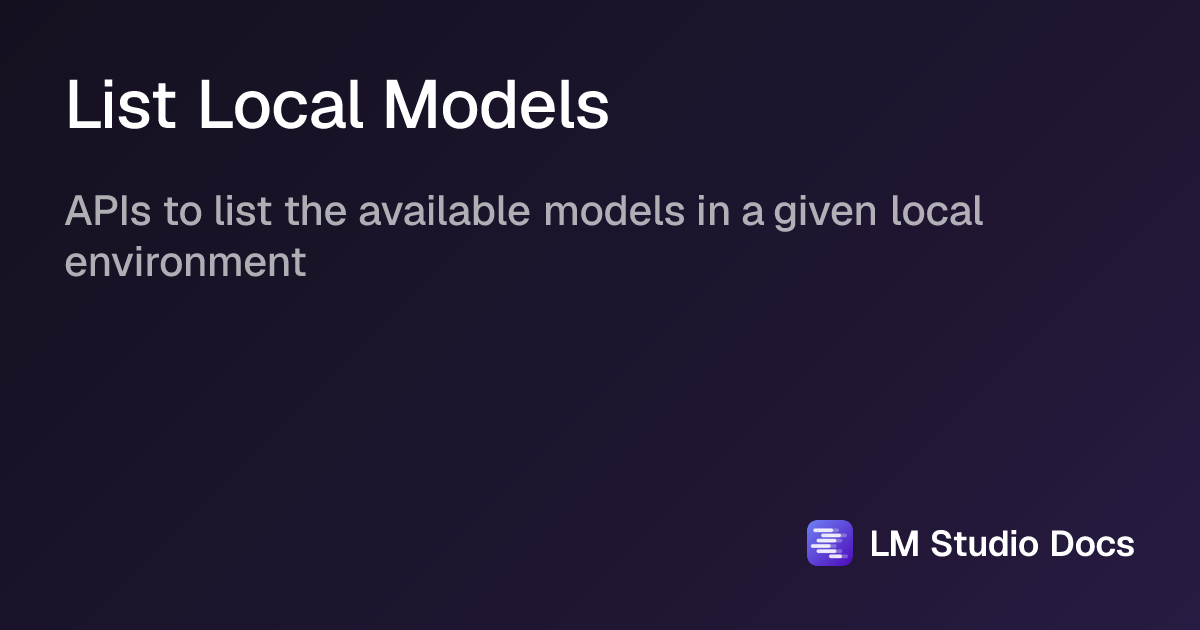 List Local Models | LM Studio